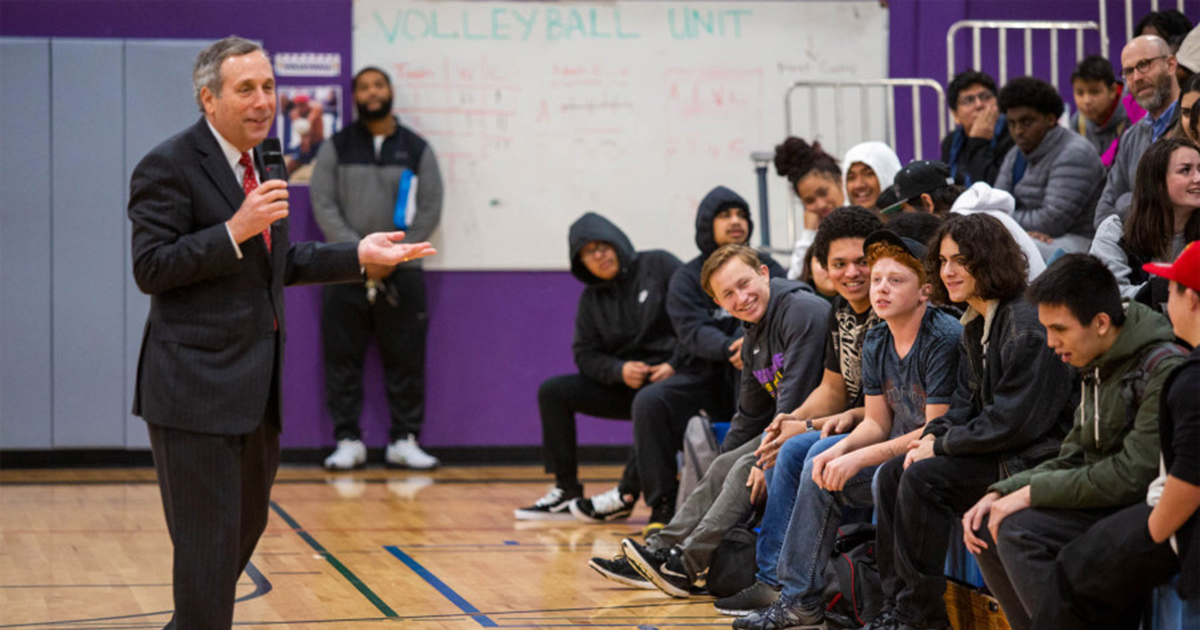 President Bacow urges high schoolers to pursue their educational dreams ...